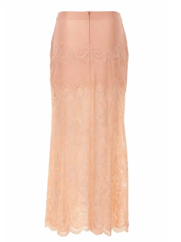 Rabanne Midi Lace Skirt - Pink