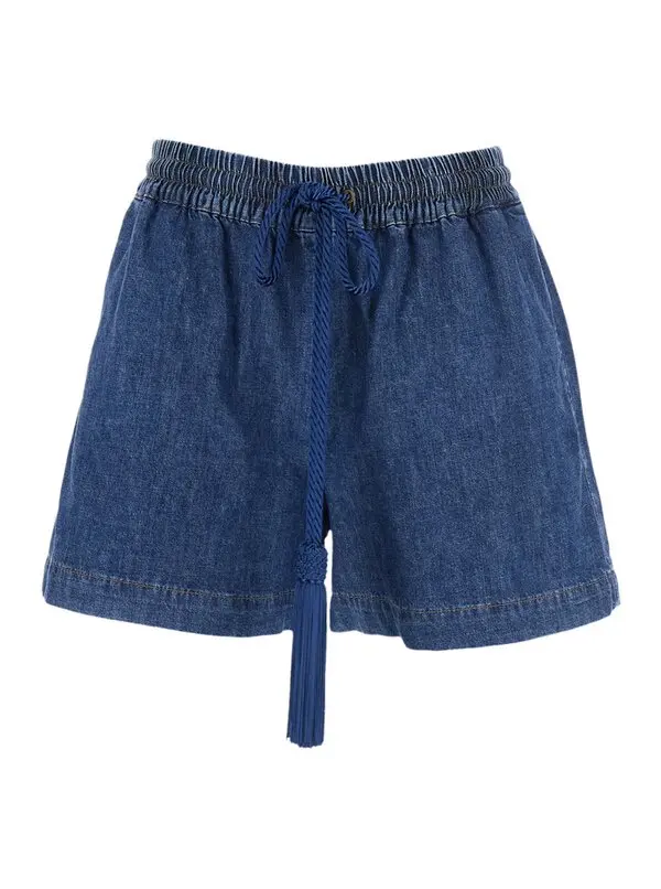 Valentino Garavani Blue Cotton Shorts With Welt Pockets - Multicolor