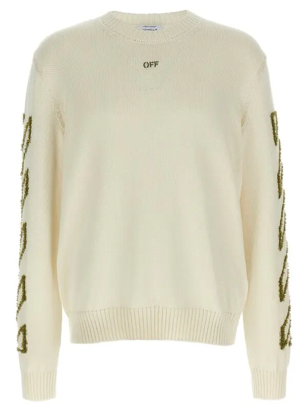 Off-White Diag Outline Knit Sweater - Cream