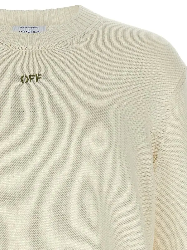 Off-White Diag Outline Knit Sweater - Cream