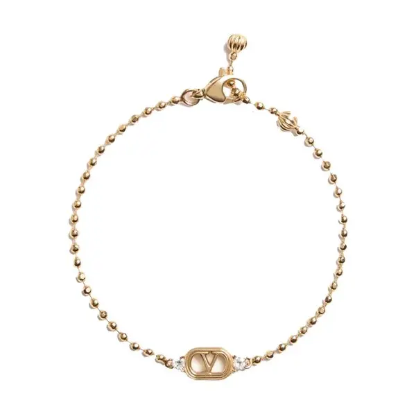Valentino Garavani Ovalette Bracelet With Crystals In -tone Metal - Gold