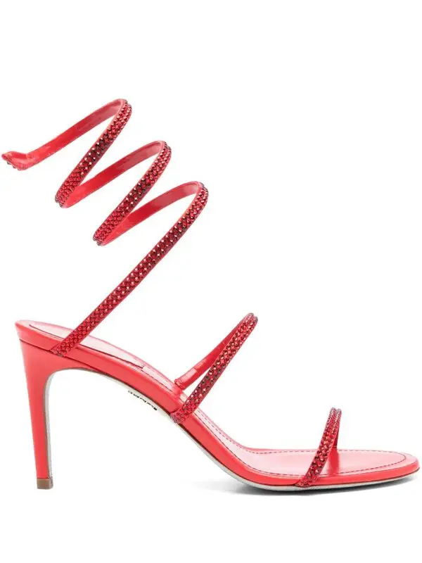Rene Caovilla Cleo 80 Sandals With Crystals - Red