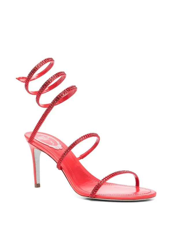 Rene Caovilla Cleo 80 Sandals With Crystals - Red
