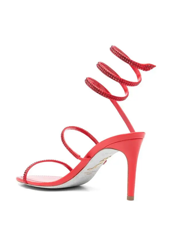 Rene Caovilla Cleo 80 Sandals With Crystals - Red