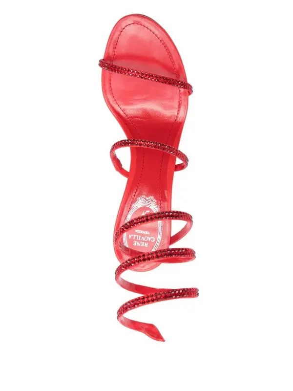 Rene Caovilla Cleo 80 Sandals With Crystals - Red