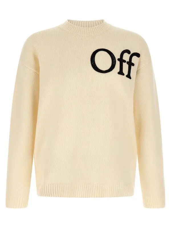 Off-White Bookish Shared" Knitted Cotton Sweater - White