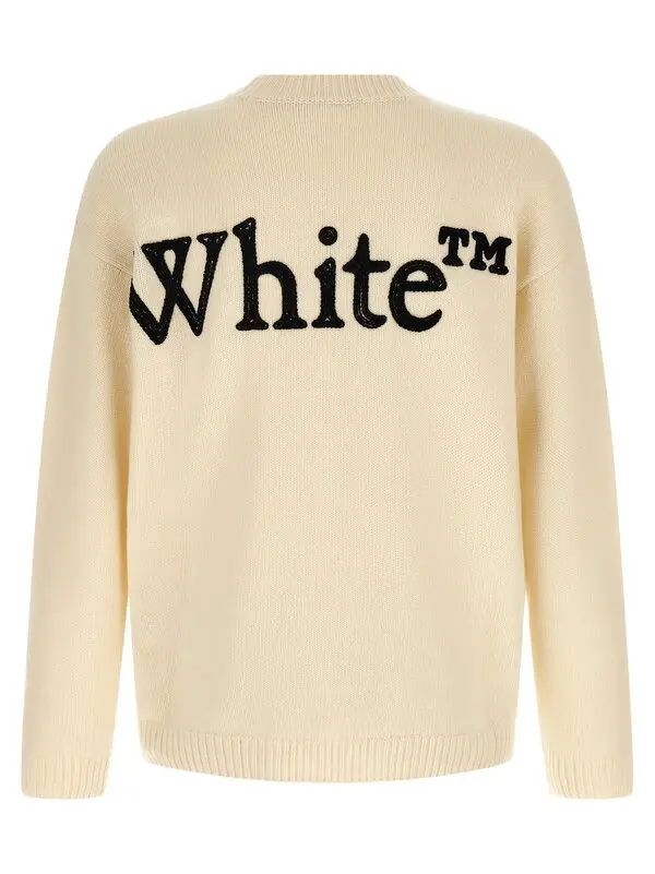 Off-White Bookish Shared" Knitted Cotton Sweater - White