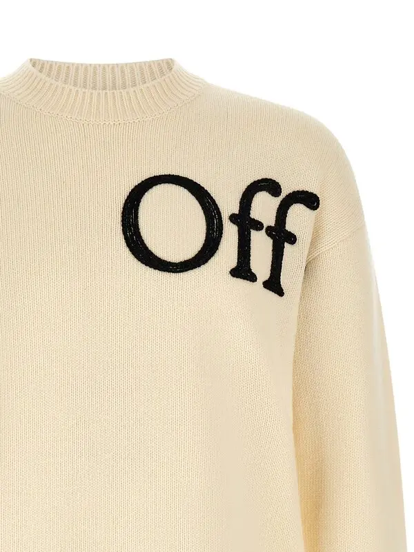 Off-White Bookish Shared" Knitted Cotton Sweater - White