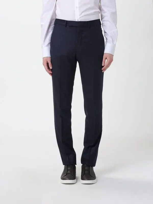 Zegna Navy Wool Tailored Trousers - Blue