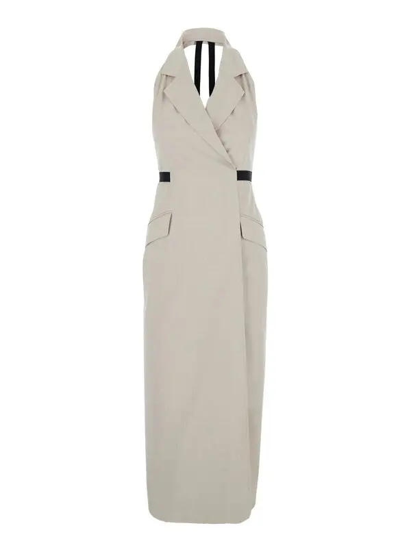 Max Mara Sleeveless Dress With Notched Revers And Open Back - Multicolor