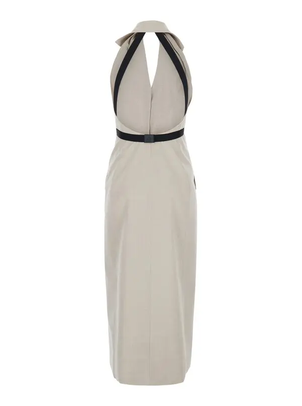 Max Mara Sleeveless Dress With Notched Revers And Open Back - Multicolor