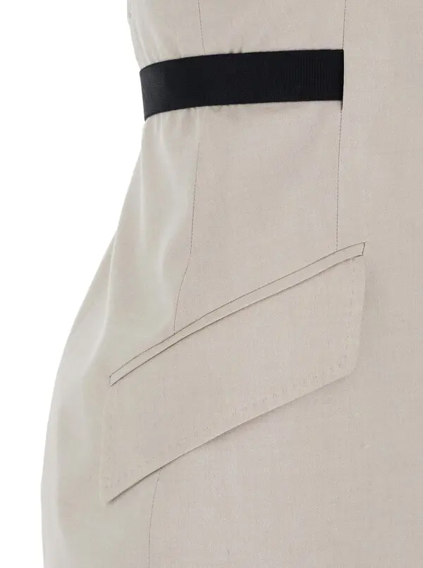 Max Mara Sleeveless Dress With Notched Revers And Open Back - Multicolor