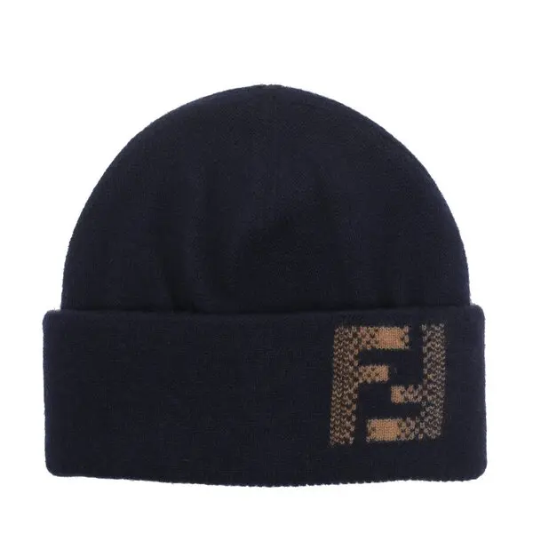 Fendi Ff Intarsio Beanie - Cream