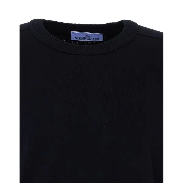 Stone Island Logo Detailed Crew Neck Sweater - Black