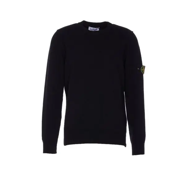 Stone Island Logo Detailed Crew Neck Sweater - Black
