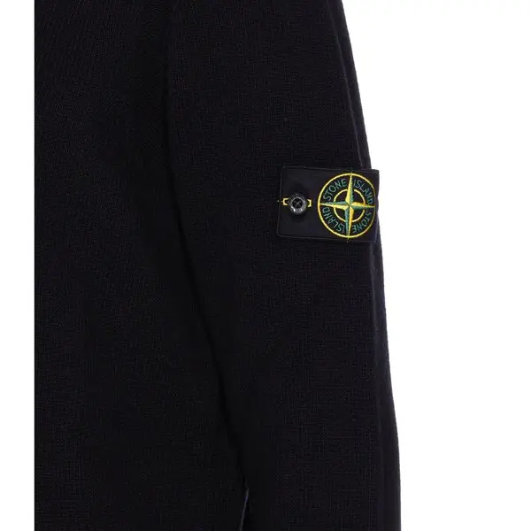 Stone Island Logo Detailed Crew Neck Sweater - Black