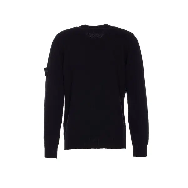 Stone Island Logo Detailed Crew Neck Sweater - Black