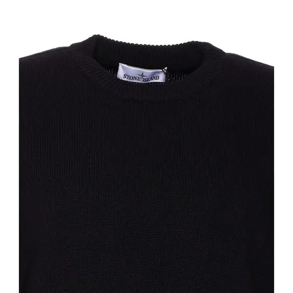Stone Island Logo Detailed Crew Neck Sweater - Black