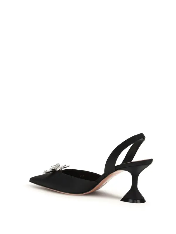Amina Muaddi Rosie Slingback Pumps With Crystal Embellishment - Black