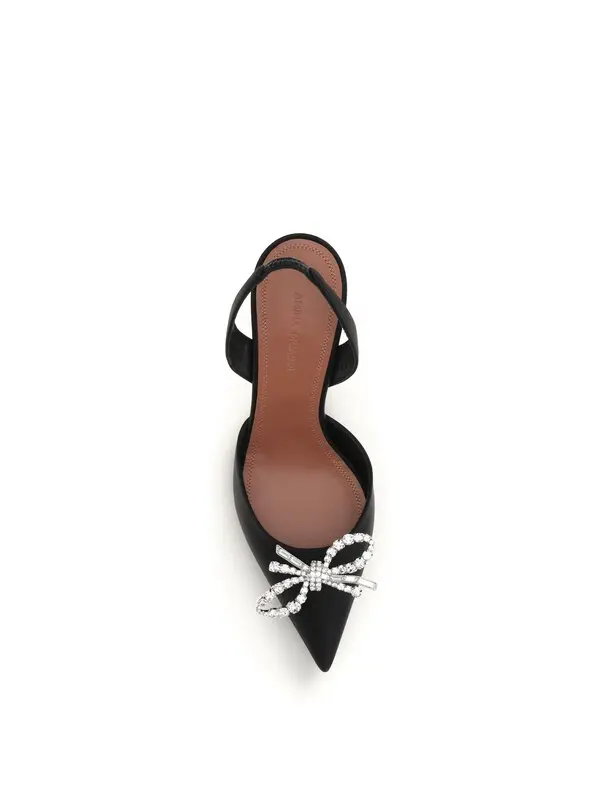 Amina Muaddi Rosie Slingback Pumps With Crystal Embellishment - Black