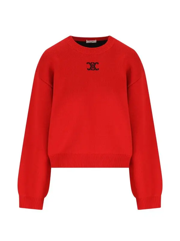 Celine Triomphe Cashmere Crew Neck Sweater - Multicolor