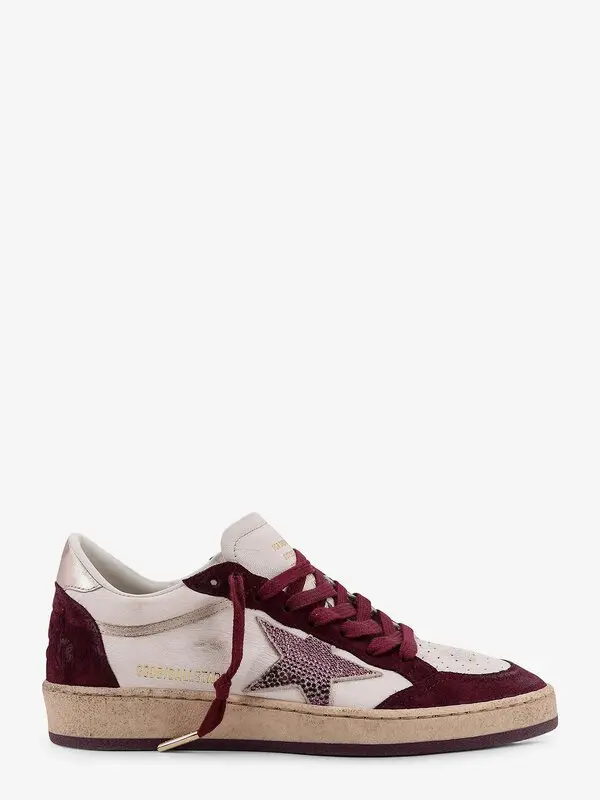 GOLDEN GOOSE Ballstar Leather Sneakers With Swarovski Logo