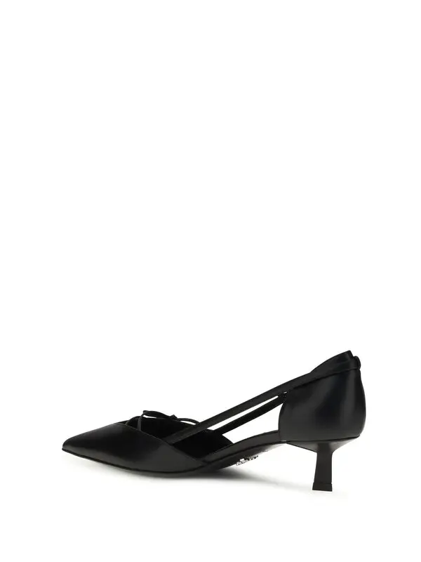 Prada Side-cut Leather Pumps With Bow Detailing - Black