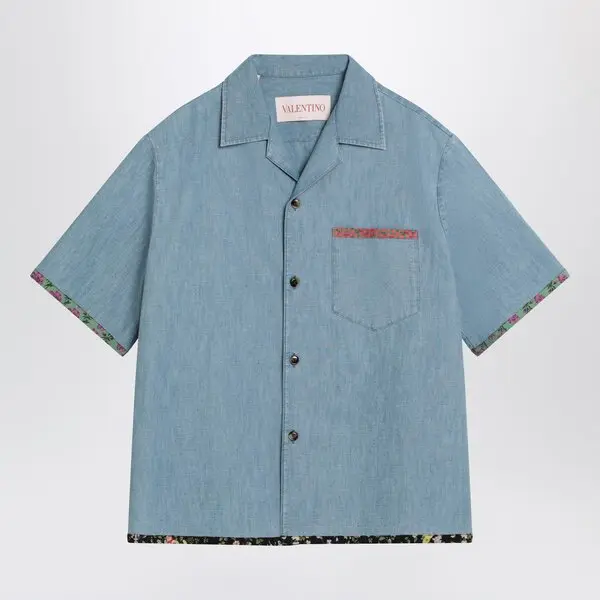 Valentino Garavani Denim Shirt With Floral Trims
