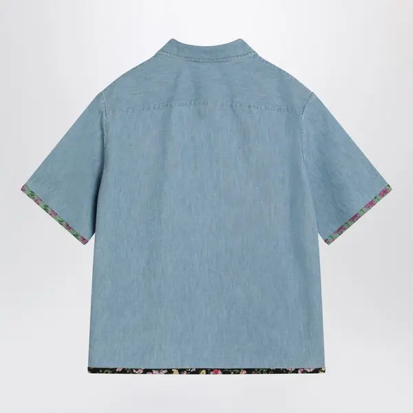 Valentino Garavani Denim Shirt With Floral Trims