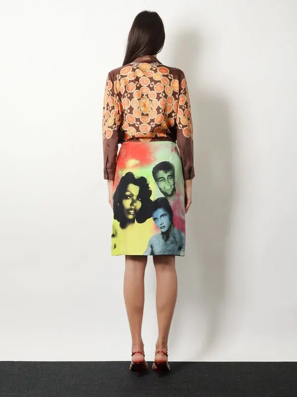 Versace Printed Silk Twill Midi Skirt - Multicolor