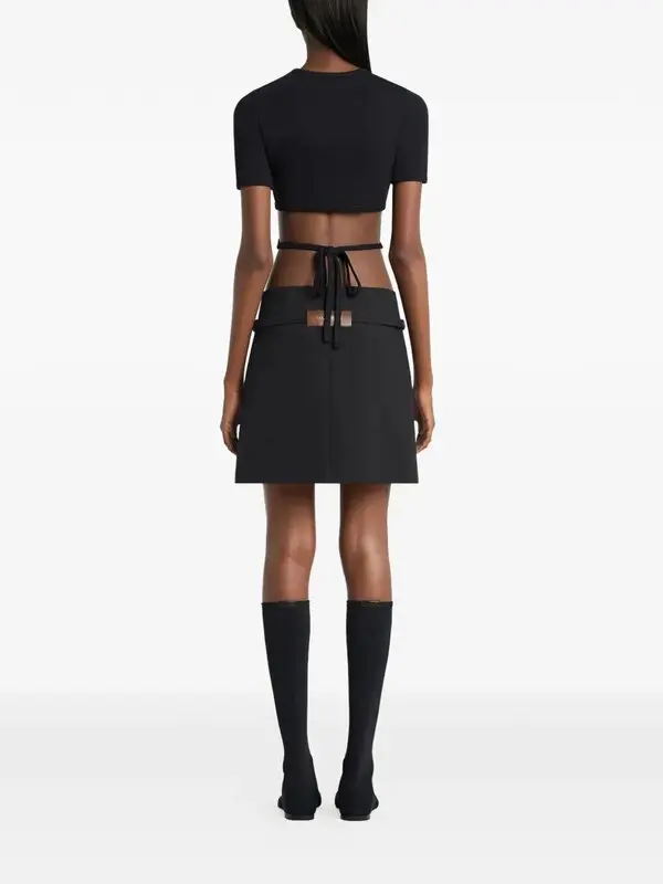COURREGES Ribbon Cut-out Contrast T-shirt - Black