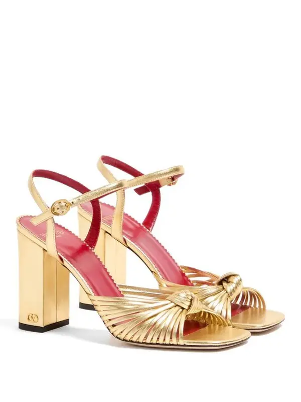 Valentino Garavani Nappa Leather Knot Detail Sandals - Silver