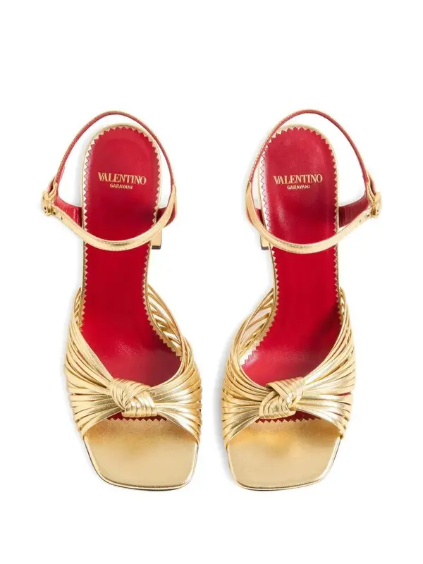Valentino Garavani Nappa Leather Knot Detail Sandals - Silver