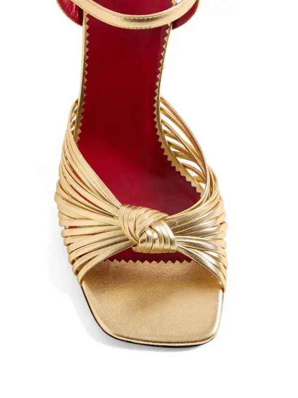 Valentino Garavani Nappa Leather Knot Detail Sandals - Silver