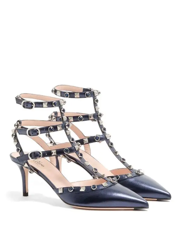 Valentino Garavani Rockstud 65 Pumps In Laminated Nappa Leather With Cabochon