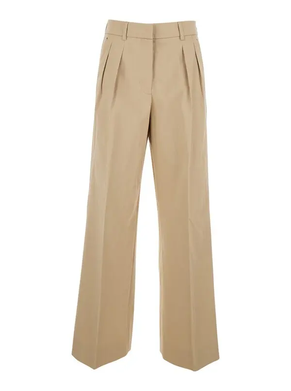 Moncler Michaela Cotton Blend Wide Leg Trousers - Multicolor