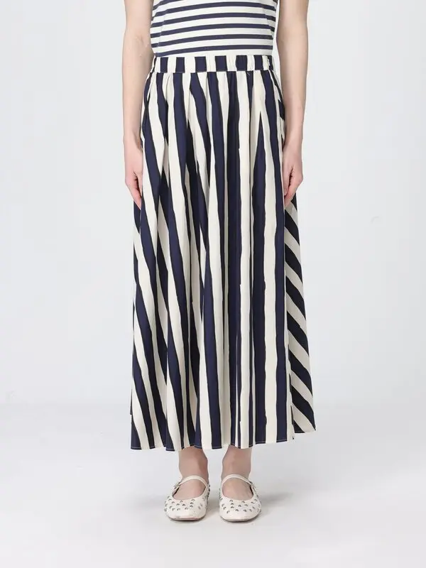Max Mara Striped Cotton Midi Skirt