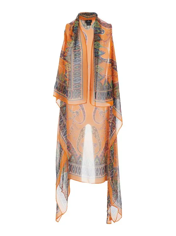 Etro Printed Gilet With Silk Details - Orange