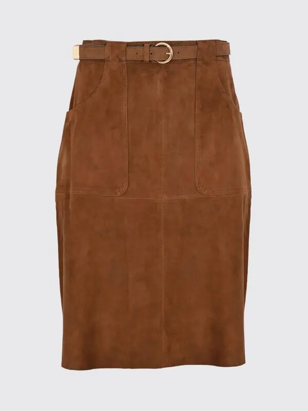 Max Mara Suede Belted Skirt - Brown
