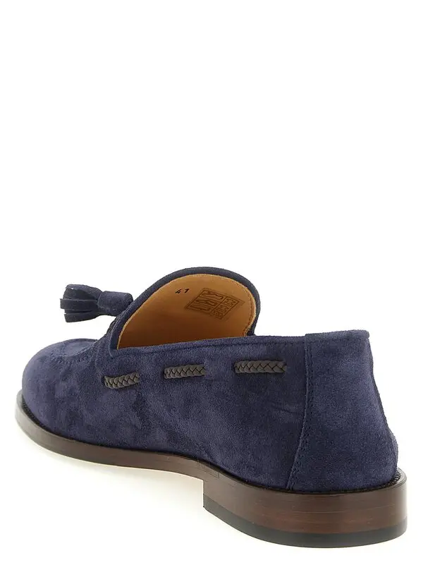 Brunello Cucinelli Suede Tassel Loafers - Blue