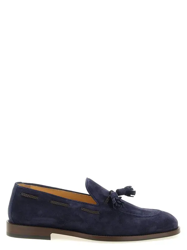 Brunello Cucinelli Suede Tassel Loafers - Blue