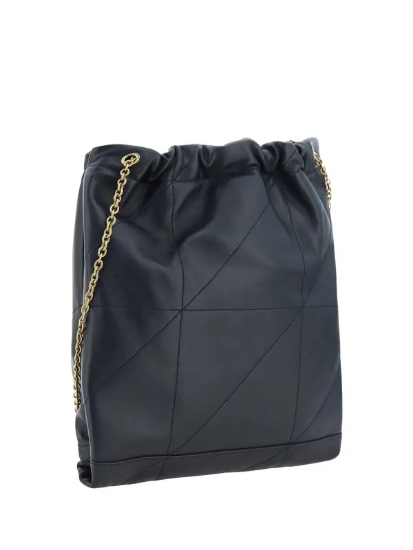 Saint Laurent Pochon Bucket Bag In Lambskin Leather - Black
