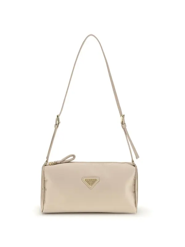 Prada Satin Shoulder Bag With Logo Detail - Pink