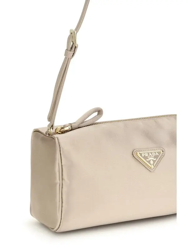 Prada Satin Shoulder Bag With Logo Detail - Pink