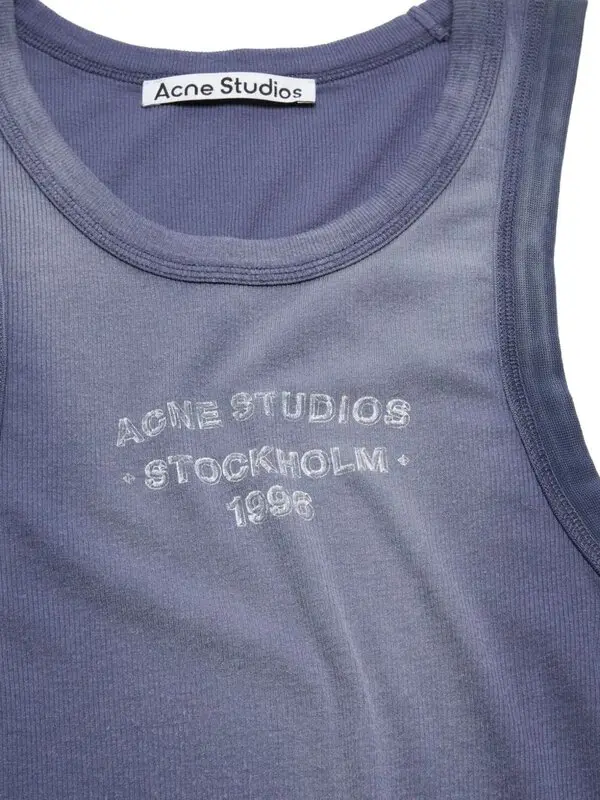 Acne Studios Ribbed Knit Tank Top With Faded Logo Print