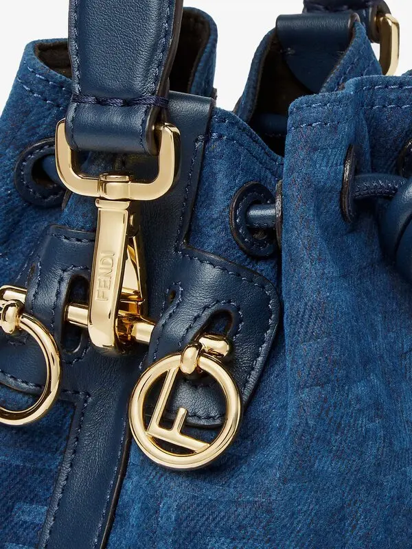 Fendi Mon Tresor Ff Flocked Denim Bucket Bag - Multicolor
