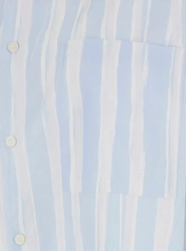 Jacquemus La Chemise Camargue' Light Blue T-shirt With Classic Collar And All-over Stripe Motif In Cotton For - Multicolor