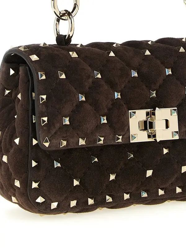 Valentino Garavani Rockstud Spike Quilted Nappa Leather Shoulder Bag - Brown