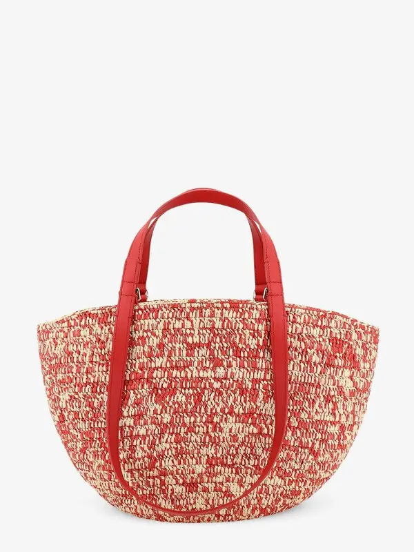 Loewe Medium Raffia And Leather Shoulder Bag With 3d Anagram Logo - Red