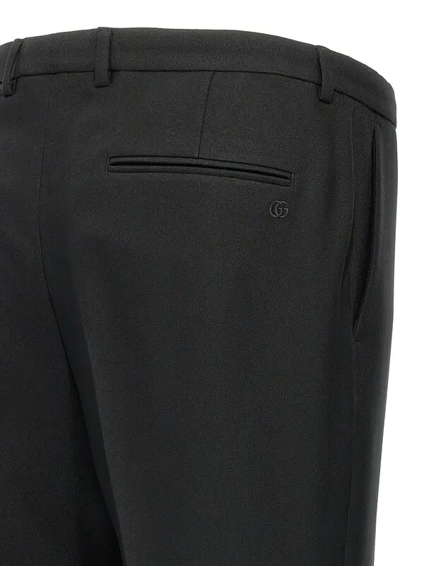 Gucci Tailored Twill Pants With Embroidered Logo